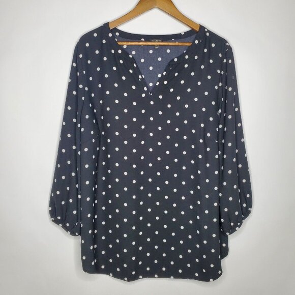 Talbots | Tops | Talbots Womens Black Polka Dot Blouse Size 2x Slit ...